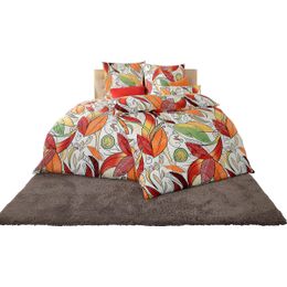 w&auml;schepur unisex Bettw&auml;sche wei&szlig;-orange-bedruckt, Gr&ouml;&szlig;e 40x80/135x200 cm