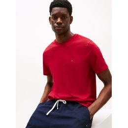 T-Shirt Tommy Hilfiger "ESSENTIAL REG FIT SOLID TEE mit Stickerei und Rundhals", Herren, Gr. XXL, rot (medium rot), Single Jersey, Obermaterial: 100% Baumwolle, unifarben, Basic, Rundhals, Shirts T-Shirt, unifarben, casual, regular fit, Baumwolle, Rundhals