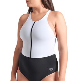 Badeanzug arena "WOMEN'S arena SWIMSUIT SILVIA CROSS BACK", Damen, Gr. 42, N-Gr, schwarz-weiß (schwarz, weiß, schwarz), Obermaterial: 68% Polyamid, 32% Elasthan, Badeanzüge