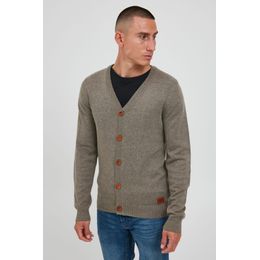 Cardigan Blend "BHLennard", Herren, Gr. XXL, zink mix, Feinstrick, 50% Baumwolle, 50% Polyacryl, unifarben, regular fit, V-Ausschnitt, eingesetzt Strickb&uuml;ndchen, Strickjacken, Strickjacke mit Ton-in-Ton Ellenbogenpatches