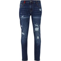 Bequeme Jeans 2Y STUDIOS "2Y Studios 2Y EMILIO RIPPED SLIM FIT JEANS", Herren, Gr. 30, Normalgr&ouml;&szlig;en, midblau, 98% Baumwolle, 2% Elasthan, unifarben, Jeans