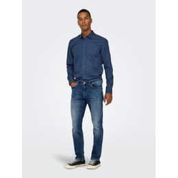 Only & Sons Regular-fit-Jeans ONLY & SONS "ONSWEFT REG. DMB TINT 2139 TAI DNM NOOS", Herren, Gr. 30, Länge 32, schwarz medium blau denim, Denim/Jeans, Obermaterial: 92% Baumwolle, 6% Polyester, 2% Elasthan, Abriebeffekte, regular fit lang, Jeans