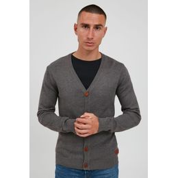 Cardigan Blend &quot;BHLennard&quot;, Herren, Gr. L, pewter mix, Feinstrick, 50% Baumwolle, 50% Polyacryl, unifarben, regular fit, V-Ausschnitt, eingesetzt Strickb&uuml;ndchen, Strickjacken, Strickjacke mit Ton-in-Ton Ellenbogenpatches