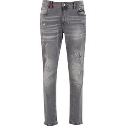 2Y STUDIOS Herren Bequeme Jeans "2Y Studios 2Y EMILIO RIPPED SLIM FIT JEANS"washed grau, Gr. 31, unifarben, 98% Baumwolle, 2% Elasthan, Jeans