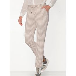 CREATION L PREMIUM Wit Damen Jogg Pants mit Jacquard-Karomuster, beige-ecru-kariert, Gr&ouml;&szlig;e 38