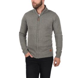 Strickjacke Blend "BHNorman", Herren, Gr. L, grau (zink mix), Feinstrick, 50% Baumwolle, 50% Polyacryl, unifarben, regular fit, ohne Ausschnitt, eingesetzt Strickb&uuml;ndchen, Strickjacken Strickjacke, Bequeme Feinstrick-Jacke mit Stehkragen und elastischen B&uuml;ndchen