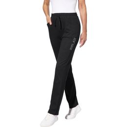 Damen Freizeithose mit platziertem Druck schwarz, Gr&ouml;&szlig;e 40
