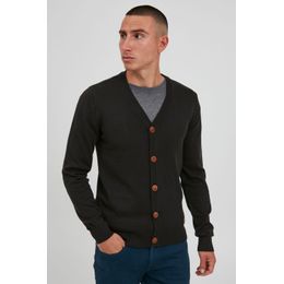 Cardigan Blend "BHLennard", Herren, Gr. XXL, schwarz, Feinstrick, 50% Baumwolle, 50% Polyacryl, unifarben, regular fit, V-Ausschnitt, eingesetzt Strickb&uuml;ndchen, Strickjacken, Strickjacke mit Ton-in-Ton Ellenbogenpatches