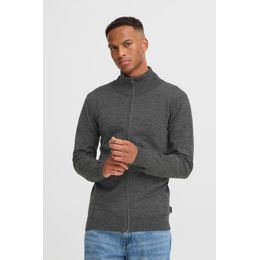 Strickjacke Blend "BHMCASSBERG", Herren, Gr. L, charcoal mix, Feinstrick, 100% Polyester, unifarben, Basic, normal normal, hoch geschlossener Ausschnitt, elastischer Bund, Strickjacken Strickjacke, Stilvolle Strickjacke mit Rei&szlig;verschluss