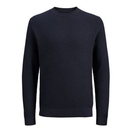 Jack & Jones Strickpullover JACK & JONES "JPRBLUBARKLEY KNIT CREW NECK CH", Herren, Gr. S, night sky detail:solid, Strick, Obermaterial: 100% Baumwolle, unifarben, regular fit, Rundhals, Rippbündchen, Pullover Strickpullover