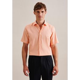 Businesshemd Seidensticker "Regular", Herren, Gr. M39, normale &Auml;rmell&auml;ngen, orange, 100% Baumwolle, unifarben, regular fit, gerader Abschluss, Hemden, Regular Kurzarm Kentkragen Uni