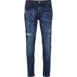 Bequeme Jeans 2Y Premium "2Y Premium 2Y JUAN DESTROYED SLIM FIT JEANS", Herren, Gr. 31, Normalgrößen, midblau, 98% Baumwolle, 2% Elasthan, unifarben, Jeans