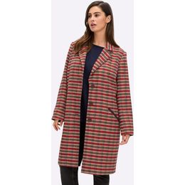 Kurzmantel sheego, Damen, Gr. 54, sand, kirsche, gemustert, 90% Polyester, 10% Wolle, kariert, M&auml;ntel Kurzmantel
