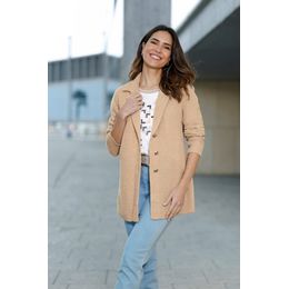 Damen Strickjacke mit silberfarbigem Glanzgarn beige, Gr&ouml;&szlig;e 56
