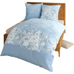 Kaeppel unisex Bettw&auml;sche hellblau-bedruckt, Gr&ouml;&szlig;e 80x80/135x200 cm