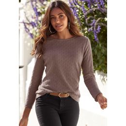 Vivance Damen Langarmshirt, beere, taupe, Gr&ouml;&szlig;e 32/34