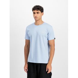 Rundhalsshirt Alpha Industries "BASIC T SMALL LOGO", Herren, Gr. XXL, artic blau, Single Jersey, Obermaterial: 100% Baumwolle, bedruckt, schmal normal, Rundhals, eingesetzt gerader Abschluss, Shirts