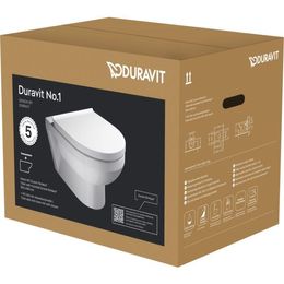 Duravit No. 1 Basic Wand-WC Set 45620900A1 weiss, mit WC-Sitz, rimless