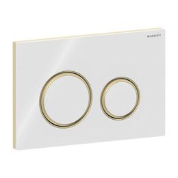 Geberit Sigma 50 Round Betätigungsplatte 115652SI1 Platte/Taste weiß, Ring Messing, für 2-Megen-Spülung