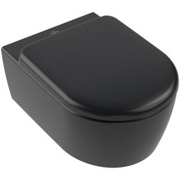 Villeroy & Boch Villeroy und Boch Skyla WC-Set Combi-Pack 5656CLR7 370x530x315mm, wandh&auml;ngend, mit TwistFlush, Pure Black CeramicPlus