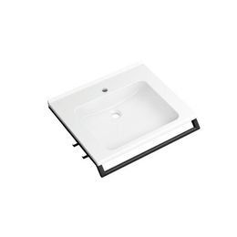 HEWI Mineralguss-Waschtisch 950.19.071DC 65x58cm, mit Haltegriff 65cm, 2 Haken, wei&szlig;, schwarz tiefmatt