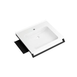 HEWI Mineralguss-Waschtisch 950.19.072DC 65x58cm, mit Haltegriff 65cm, Ablage, wei&szlig;, schwarz tiefmatt