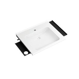 HEWI Mineralguss-Waschtisch 950.19.074SC 65x58cm, mit Haltegriff, 2 Ablagen, Haken, wei&szlig;, dunkelgrau perlglimmer tiefmatt