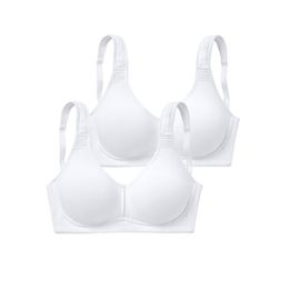 PETITE FLEUR BY LASCANA T-Shirt-BH ', BH ohne B&uuml;gel, Baumwoll-BH, Soft-BH' 2xwei&szlig; Gr. 75D. Ohne B&uuml;gel. Nachhaltig.