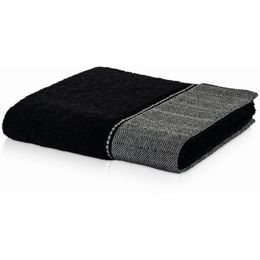 M&ouml;ve Handtuch &raquo;Brooklyn Uni&laquo; mit Fischgratbord&uuml;re, Made in Germany schwarz Walkfrottier, Obermaterial: 85% Baumwolle, 10% Viskose, 5% Leinen