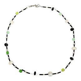 DeMarie Collierkettchen &raquo;Edelstahl Perle Onyx Acryl Kristall&laquo; gr&uuml;n 45cm Wundersch&ouml;nes, zartes Collier
