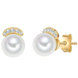 Valero Pearls Paar Ohrstecker &raquo;Set: VP950&laquo; aus Sterling Silber gelbgold + wei&szlig; 7.5 Glamour&ouml;se Ohrstecker f&uuml;r Damen