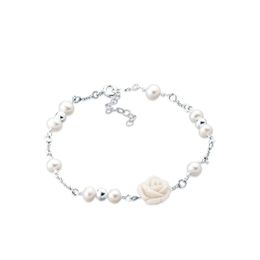 Elli Perlenarmband »Rose Süßwasserzuchtperle 925 Sterling Silber« Weiß 19cm Elegantes Armband aus 925er Sterling Silber