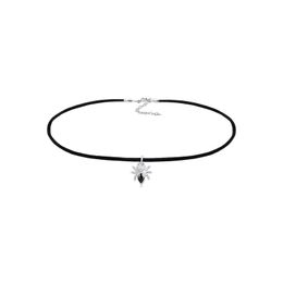 Elli Collier »Spinne Zirkonia Schwarz Satin 925 Sterling Silber« Silber 36 Halskette für Damen mit Zirkonia Stein in Tropfenform verleiht Eleganz