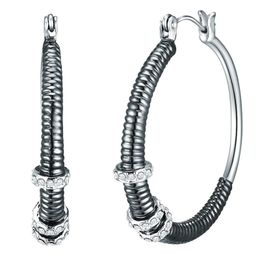 Lulu & Jane LULU & JANE Paar Creolen &raquo;Set: LJ193&laquo; Metall-Legierung silber + wei&szlig; 35,9 mm Auffallende Ohrcreolen f&uuml;r Damen