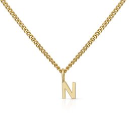 OROLINO Kette mit Anh&auml;nger &raquo;Gold 375 mit Anh&auml;nger 42/45cm lang Buchstabe N&laquo; gelb 42/45cm Modische Damen-Halskette aus echtem 375 Gelbgold