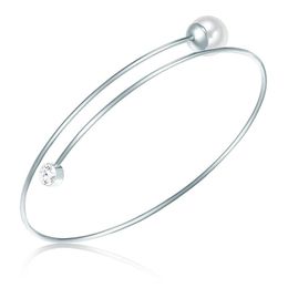 Lulu & Jane LULU & JANE Armreif &raquo;LJ75&laquo; Messing silber + wei&szlig; none Modisches Damen-Armband mit Perle