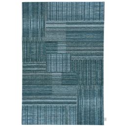 Tom Tailor HOME Teppich &raquo;Stripy Pat&laquo; rechteckig 5 mm H&ouml;he Flachgewebe, modernes Patchworkdesign, gestreift, Chenille, Wohnzimmer blau Baumwolle, 