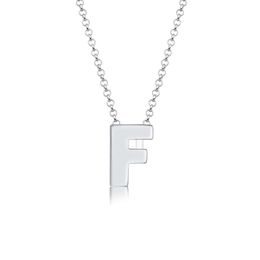 Elli Kette mit Anhänger »Buchstabe F Initialen 925 Sterling Silber« Silber 45 Elegante Halskette für Damen mit Anhänger in Form des Buchstabens F