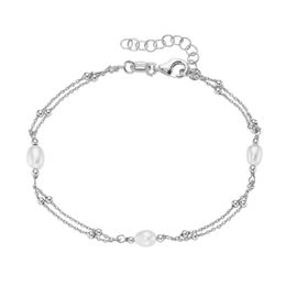 Firetti Armband »Schmuck Geschenk Silber 925 Armschmuck Armkette zweireihig Kugeln« mit Süßwasserzuchtperle silberfarben-weiß 20 cm Bezauberndes...