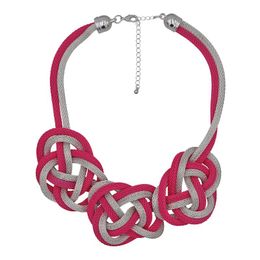 Steuer Collierkettchen »Metall Collier silber/pink aus Meshkette« mehrfarbig 56,5cm Ziervoll verknotetes Collier mit 3 Knoten aus Meshkette