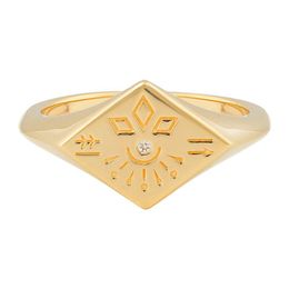 CAI CA&Iuml; Fingerring &raquo;925 Silber vergoldet Siegelring Raute Tattoo&laquo; gelb 058 (18,5) Ring aus 925 Silber mit Tattoo Motiv