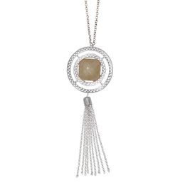 Firetti Lange Kette »Schmuck Geschenk Opal-Look Tassel Y-Kette« metallfarben-beige Außergewöhnliche Longkette mit Opaloptik