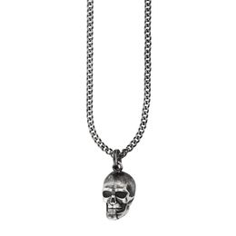 CAI CA&Iuml; Kette mit Anh&auml;nger &raquo;925/- Sterling Silber oxidiert&laquo; wei&szlig; 60 cm Moderner Totenkopf