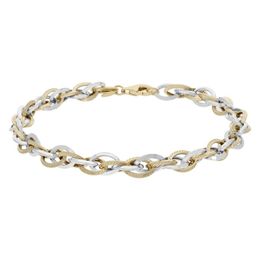 Firetti Armband »Schmuck Geschenk Gold 585 Armschmuck Doppelankerkette bicolor« gelbgoldfarben-weißgoldfarben 19 cm Stilvoller Armschmuck im...