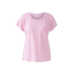 Oui Leinen-Shirt in Rosa/ Wei&szlig; - 42% | Gr&ouml;&szlig;e 42 | Damen-tops
