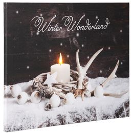 Dreams LED-Bild &raquo;Winter Wonderland, Weihnachtsdeko&laquo; batteriebetrieben grau MDF