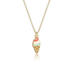 Elli Kette mit Anhänger »Kinder Eistüte Emaille 925 Sterling Silber vergoldet« Gold 36 Halskette für Damen verzaubert mit sommerlichem Charme