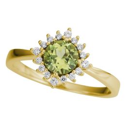 Firetti Fingerring »Schmuck Geschenk Gold 333 Damenring Goldring Blume« gelbgoldfarben-grün 16 Exquisiter ausgefallener Ring mit einem grünen...