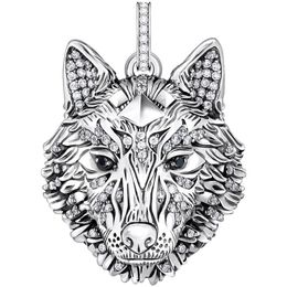 Thomas Sabo Kettenanhänger »Wolfs-Gesicht-Optik« () mit Zirkonia (synth.) silberfarben-schwarz + schwarz Anhänger Wolfs-Gesicht Optik mit Steinen...