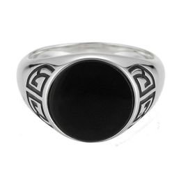 CAI Ca&iuml; Herren CA&Iuml; Fingerring &raquo;925 Silber rhodiniert Onyx Asien Motiv&laquo; wei&szlig;